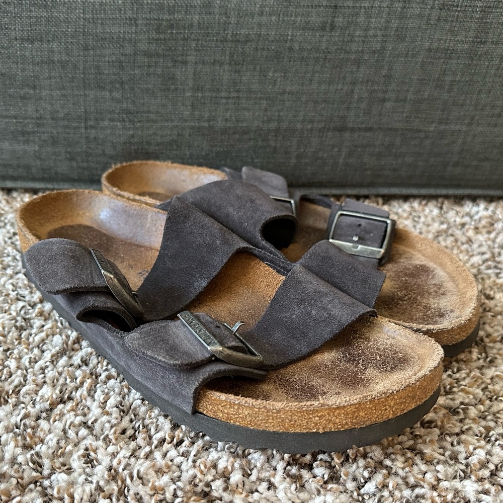Grey Velvet Suede Birkenstock Sandals. - Gem